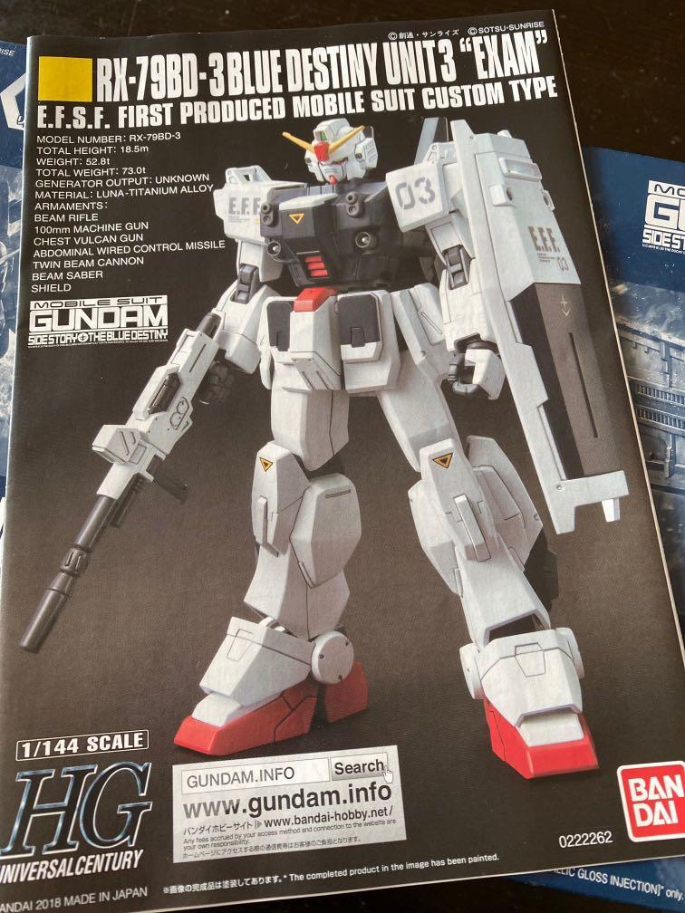HG 1/144 blue destiny unit 3 Exam metallic gloss injection RX-79BD ...