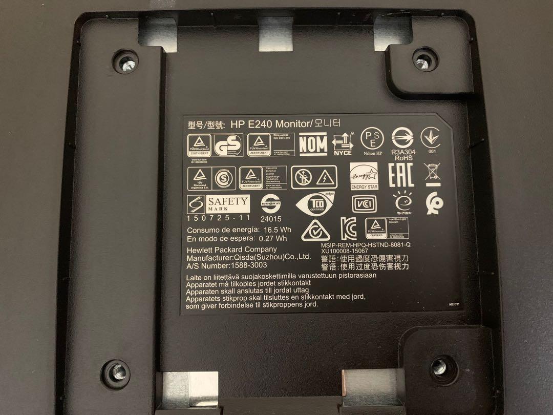 HP EliteDisplay E240 23.8 吋顯示器 monitor, 電腦＆科技, 電腦周邊及配件, 電子屏幕 - Carousell