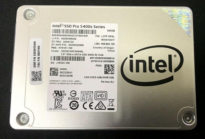 Intel SSD Pro 5400S Series 2.5" SATA3 7mm 240GB SSDSC2KF240H6L 00XK722 ...