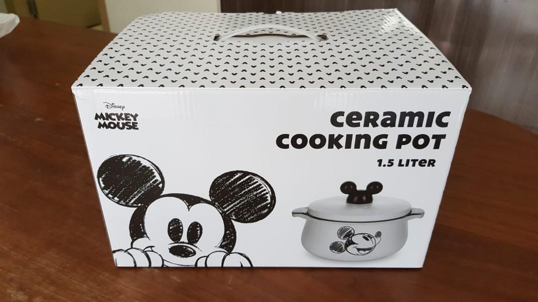 NTUC Mickey Mouse Ceramic Cooking Pot, Furniture & Home Living ...