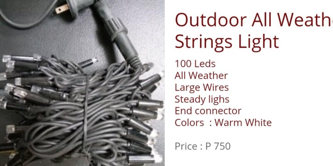 Outdoor All Weather String Light with freebie :) 100 LED Large black ...