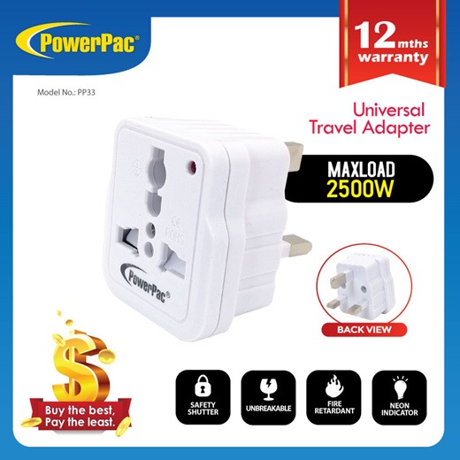 PowerPac Universal Travel Adapter (PP33) UK Hong Kong Malaysia, TV ...