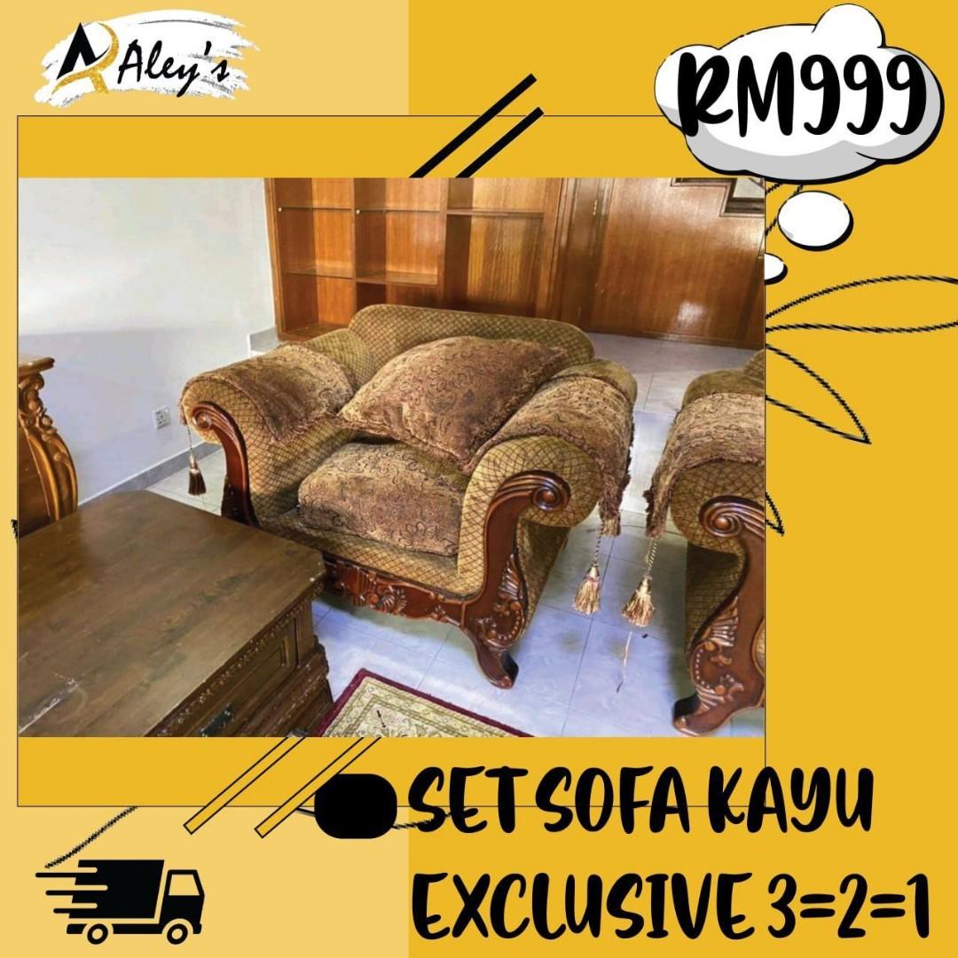 SET SOFA KAYU, Furniture & Home Living, Furniture, Sofas on Carousell