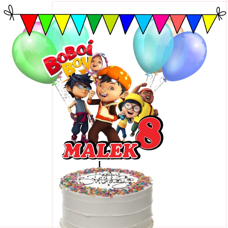Boboiboy Cake Topper, Cake Topper, Boboiboy, Birthday Cake, Boboiboy ...