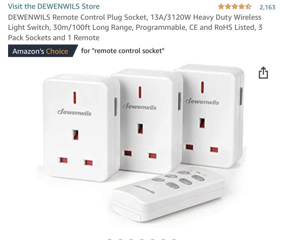 DEWENWILS Remote Control Plug Socket, 13A/3120W Heavy Duty Wireless ...