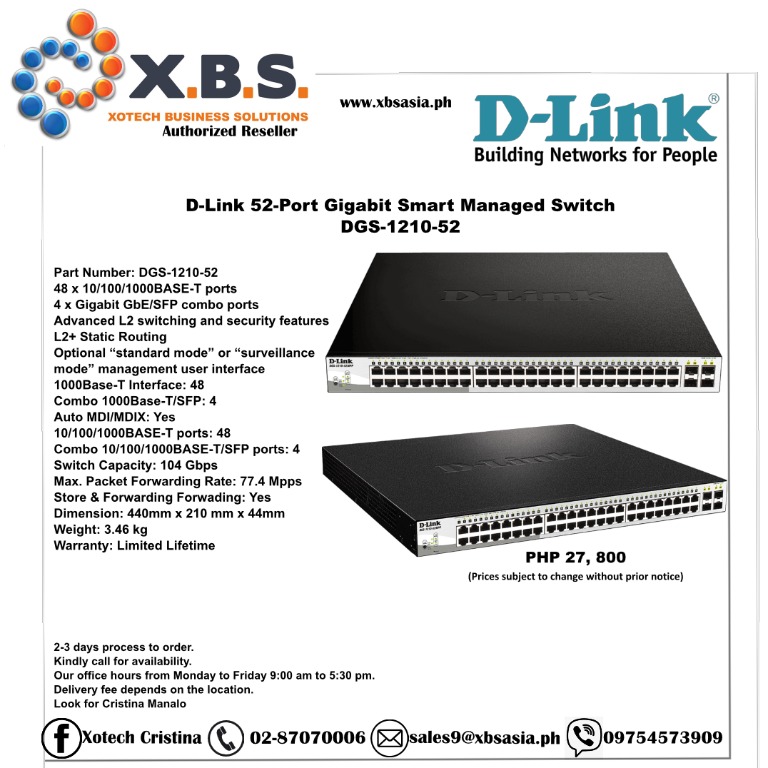 D-Link 52-Port Gigabit Smart Managed Switch DGS-1210-52, Computers ...