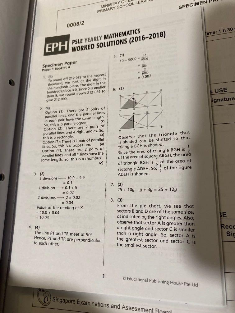 EPH PSLE MATHEMATICS EXAM PAPERS, Hobbies & Toys, Books & Magazines ...