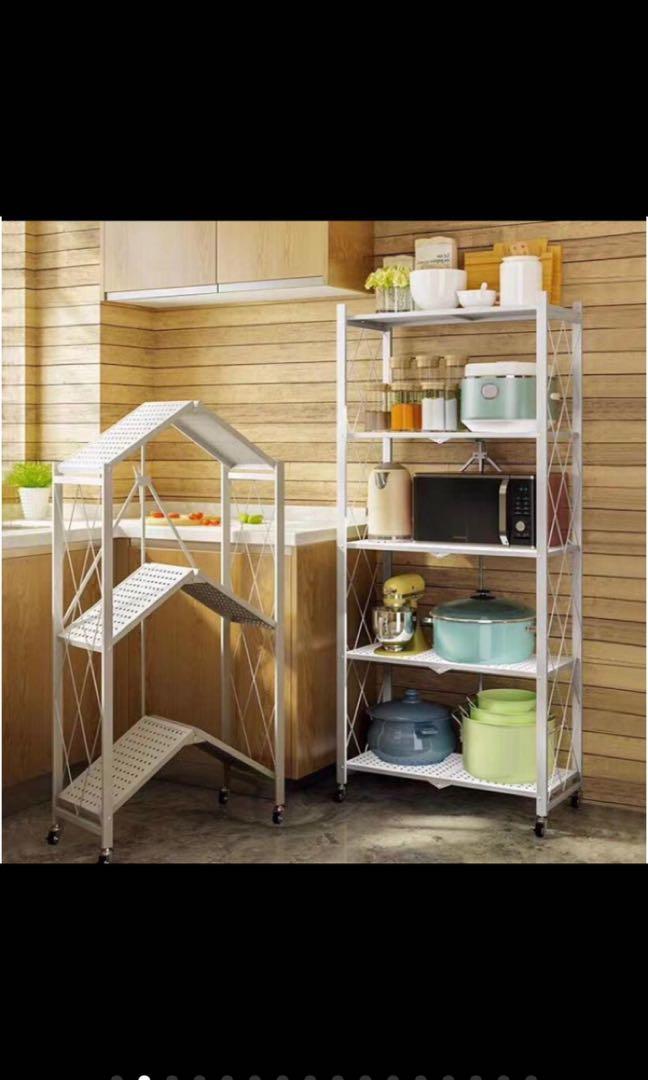 Free Installation Rack Movable Rack Foldable Iron Shelf Kitchen Cabinet ...