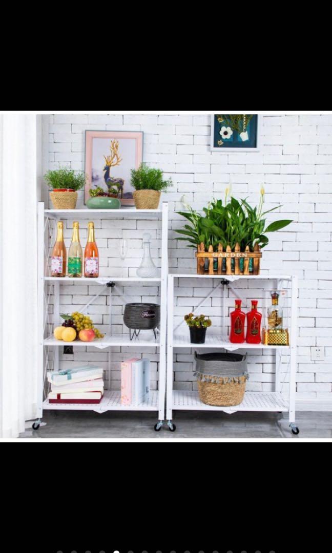 Free Installation Rack Movable Rack Foldable Iron Shelf Kitchen Cabinet ...