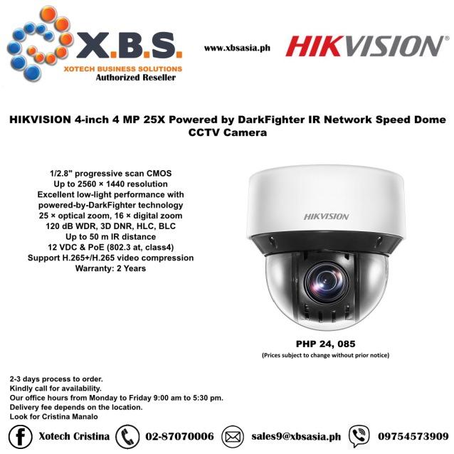 HIKVISION 4-inch 4 MP 25X Powered by DarkFighter IR Network Speed Dome ...
