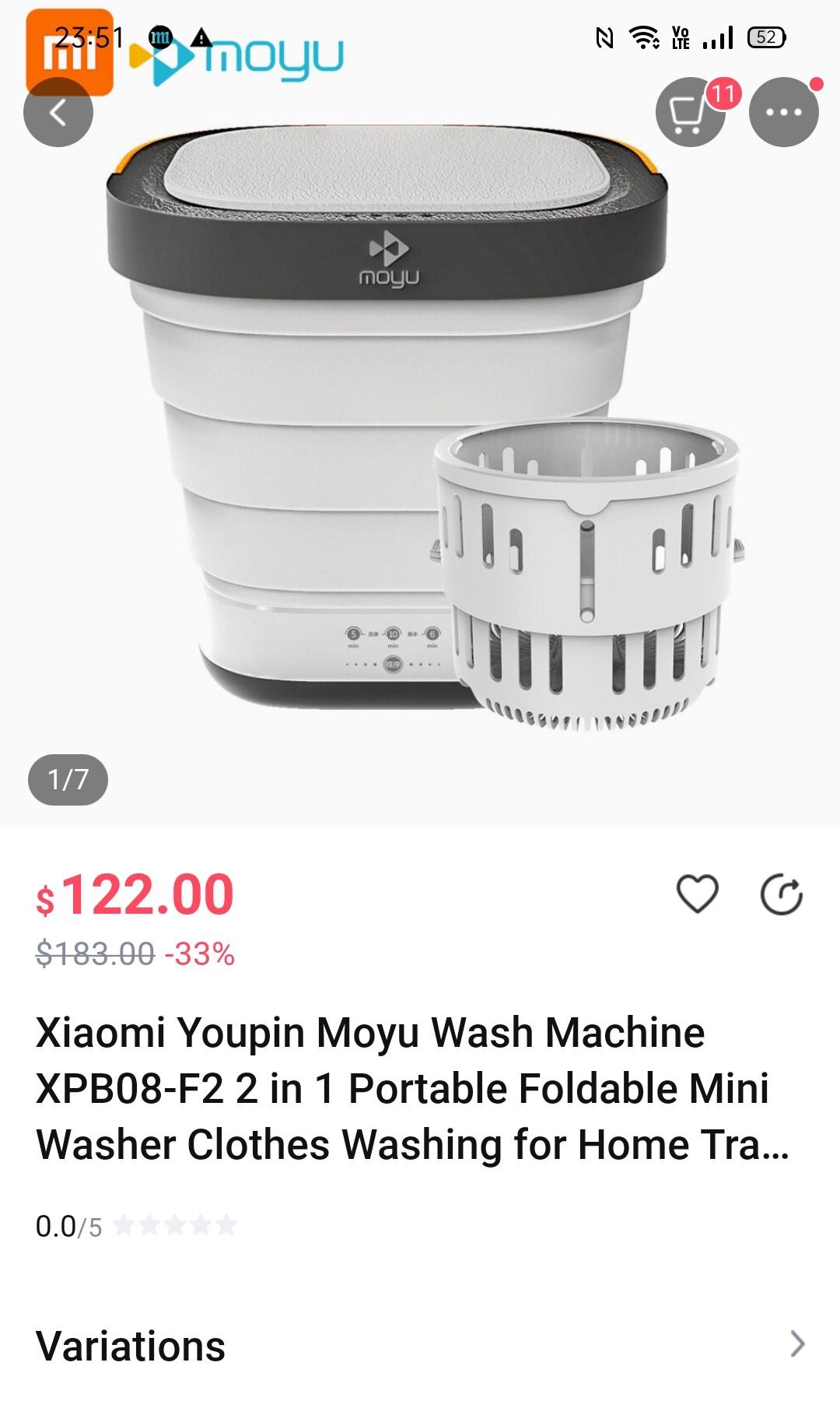 Moyu Wash Machine XPB08-F2 Portable Foldable Mini Washer, TV & Home ...