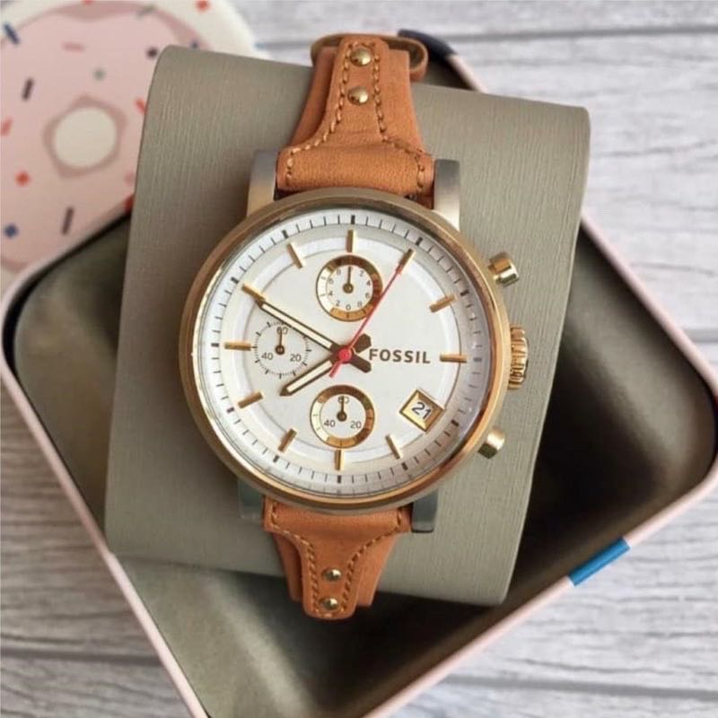 Original 100% Fossil Watch Women Boyfriend ES3615, Fesyen Wanita, Jam ...