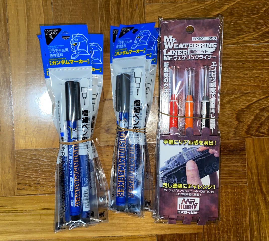 Panel line Marker / Weathering Liner for Gundam Gunpla Model Kit HG RG ...