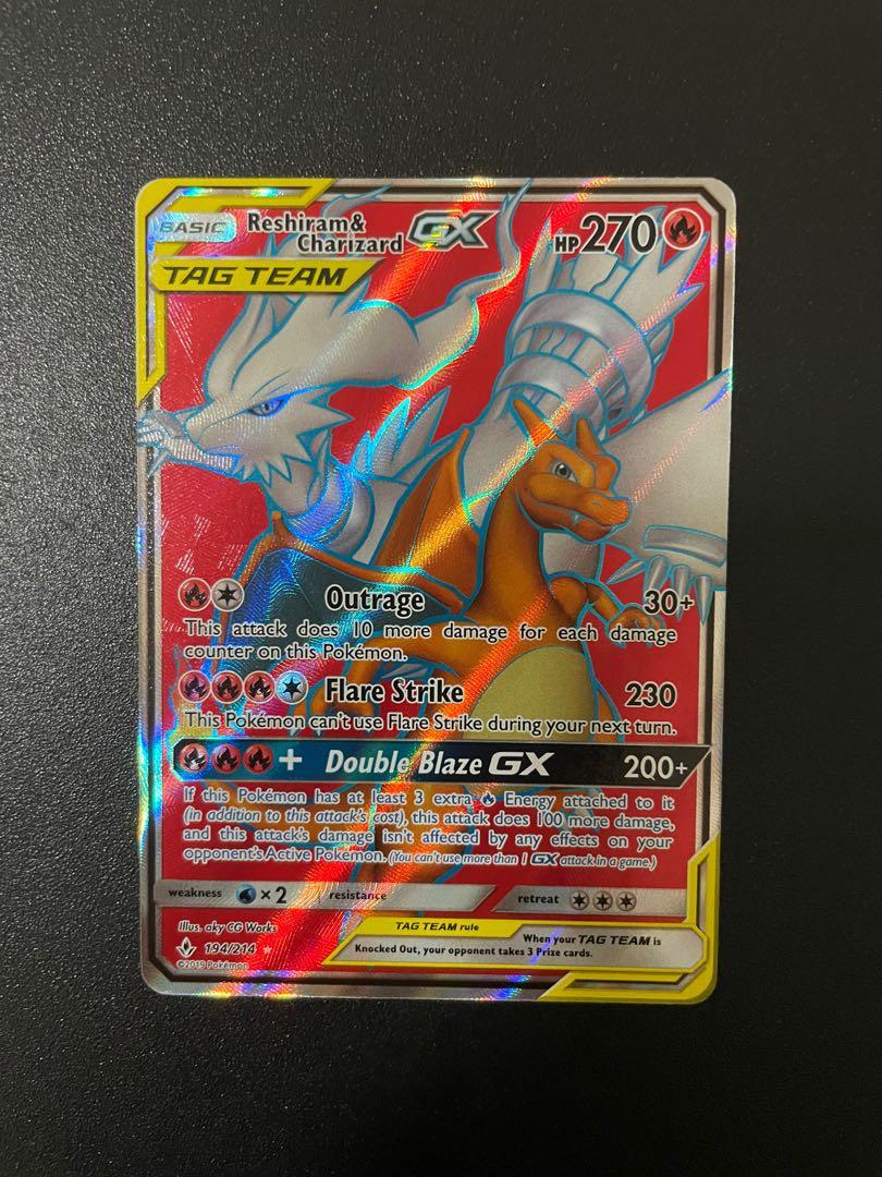 Pokemon TCG Reshiram & Charizard GX - 194/214 - Full Art Ultra Rare Sun ...
