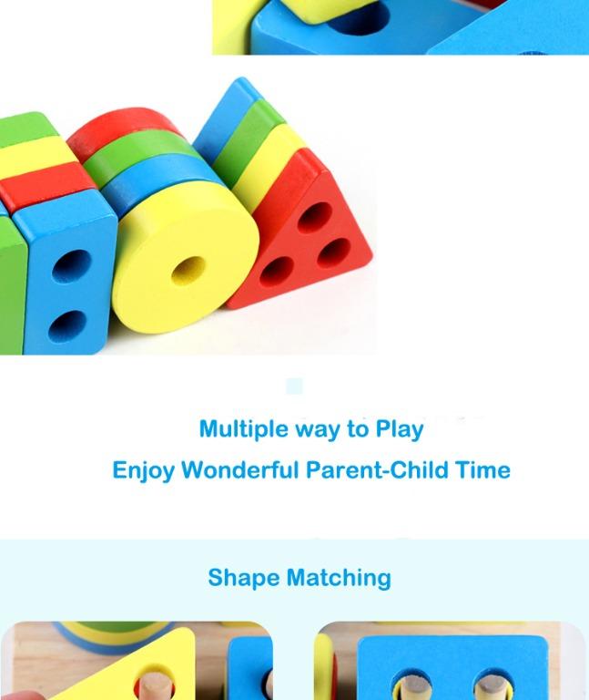 【Ready Stock】Wooden Building Blocks/Geometric Shape Pairing Sets/Early ...