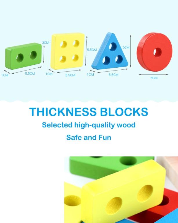 【Ready Stock】Wooden Building Blocks/Geometric Shape Pairing Sets/Early ...