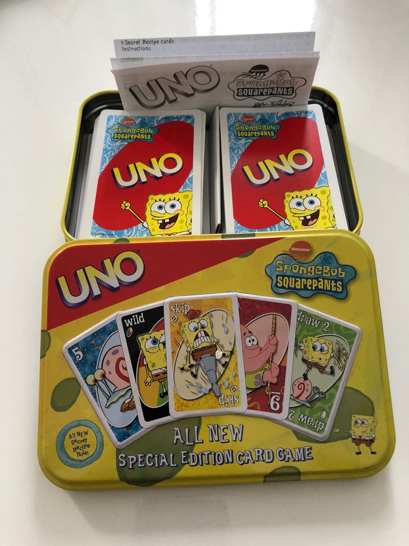 Spongebob Squarepants UNO card set, Hobbies & Toys, Toys & Games on ...