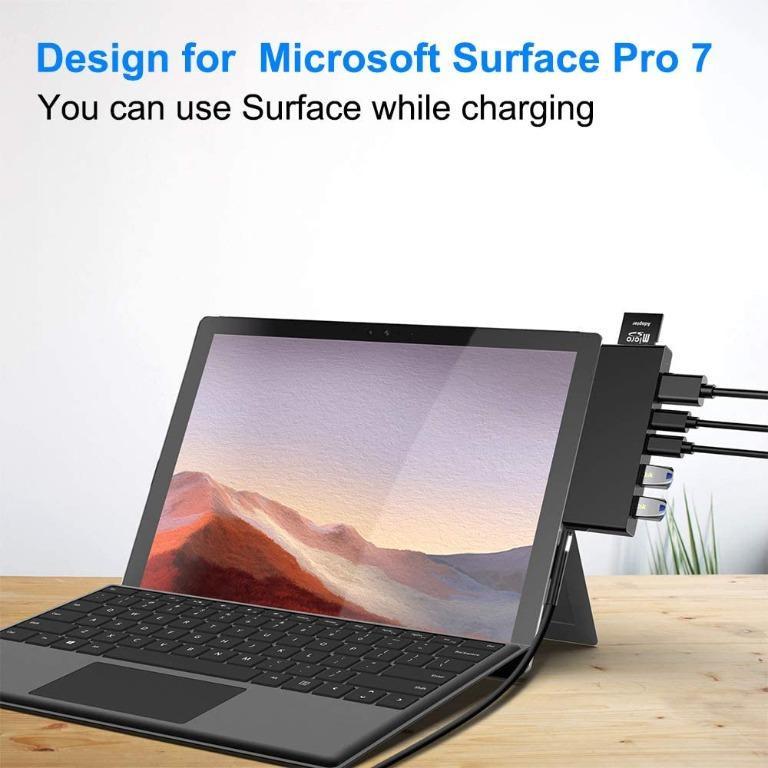 Surface Pro 7 Docking Station, 7 in 1 Surface Pro 2019 Adapter with 4K ...