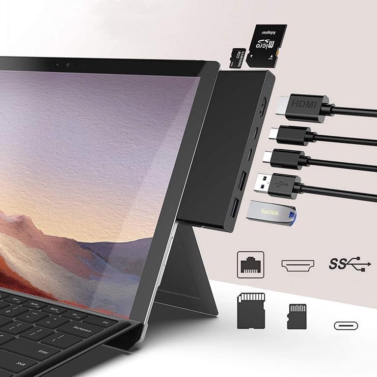 Surface Pro 7 Docking Station, 7 in 1 Surface Pro 2019 Adapter with 4K ...