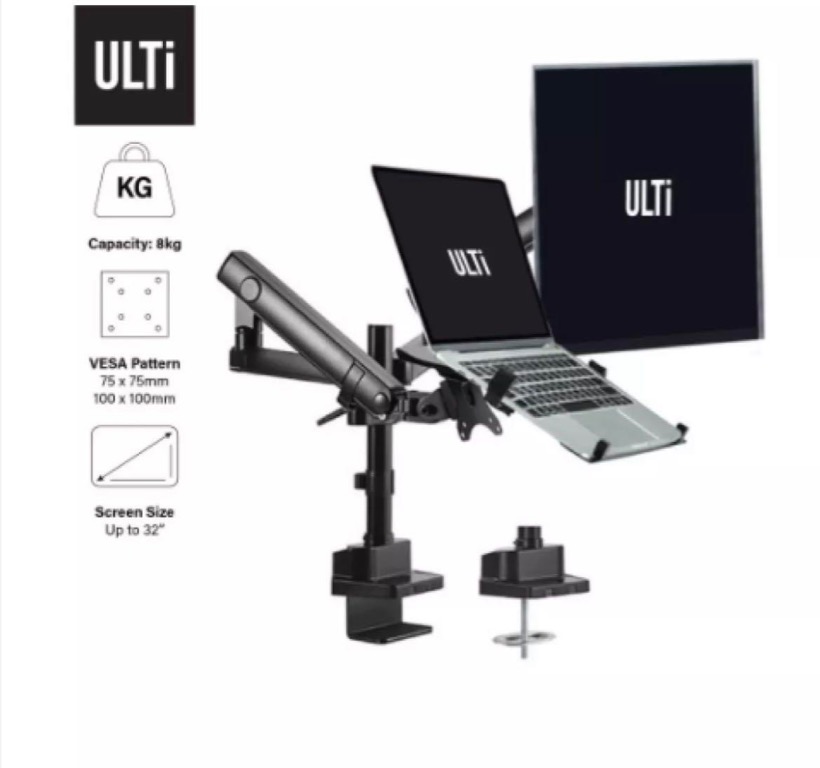 Utli Dual Monitor Arm with Laptop Stand, Computers & Tech, Office ...