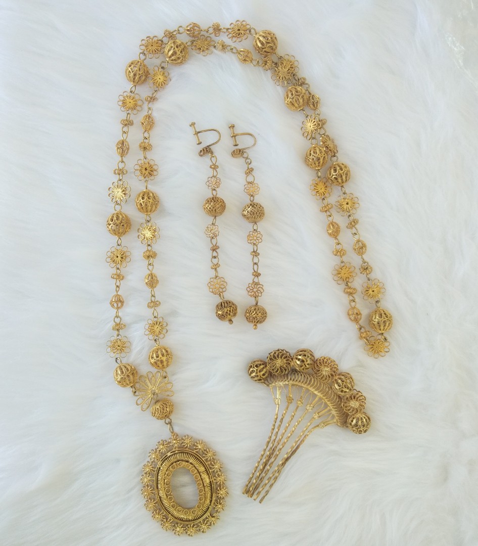Vintage Philippine Tambourine Set Necklace, payneta and earrings ...