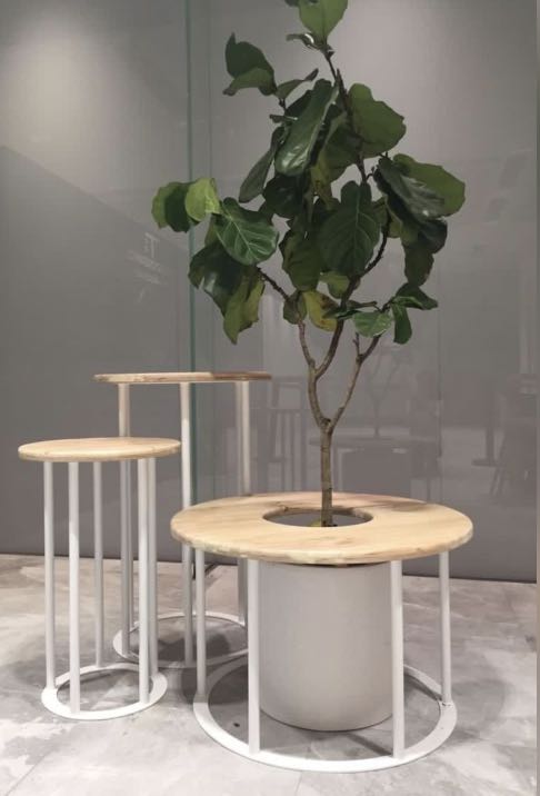 Wood round display table set, Furniture & Home Living, Furniture ...