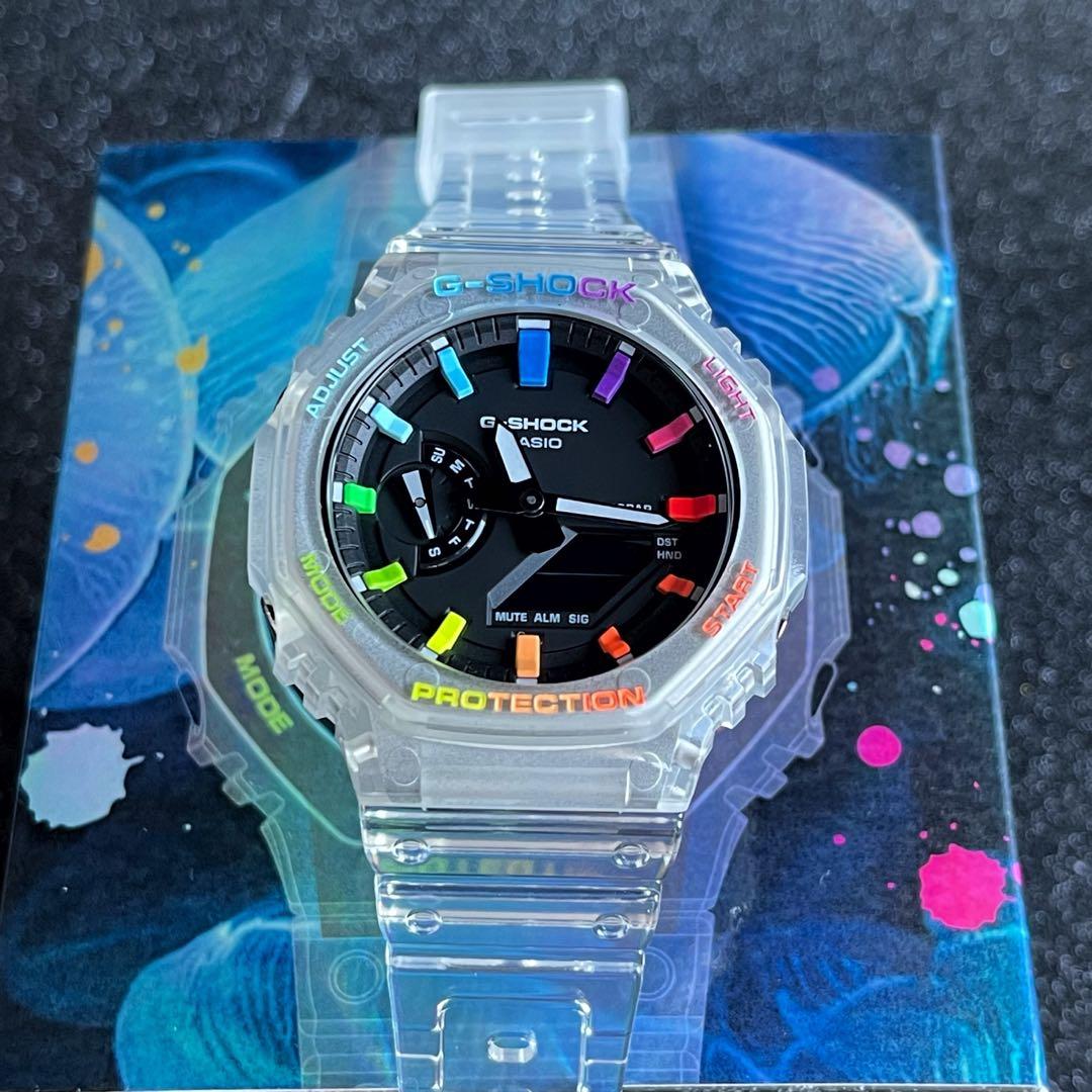 🌈🌈💧💧 CASIOAK GA-2100SKE-7 IN RAINBOW HOUR MARKERS , JELLYFISH CASIOAK ...