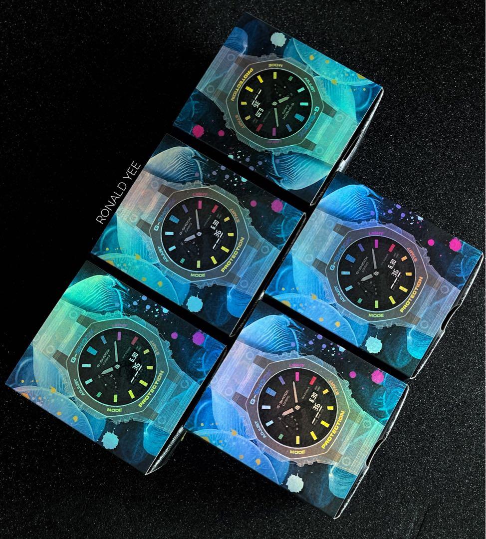 🌈🌈💧💧 CASIOAK GA-2100SKE-7 IN RAINBOW HOUR MARKERS , JELLYFISH CASIOAK ...