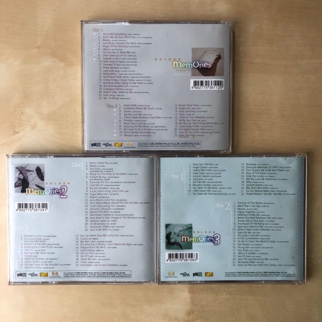 CD丨Golden Memories 1 2 3 Original Artists 經典英文金曲 (Gold CD) (6CD), 興趣及遊戲 ...