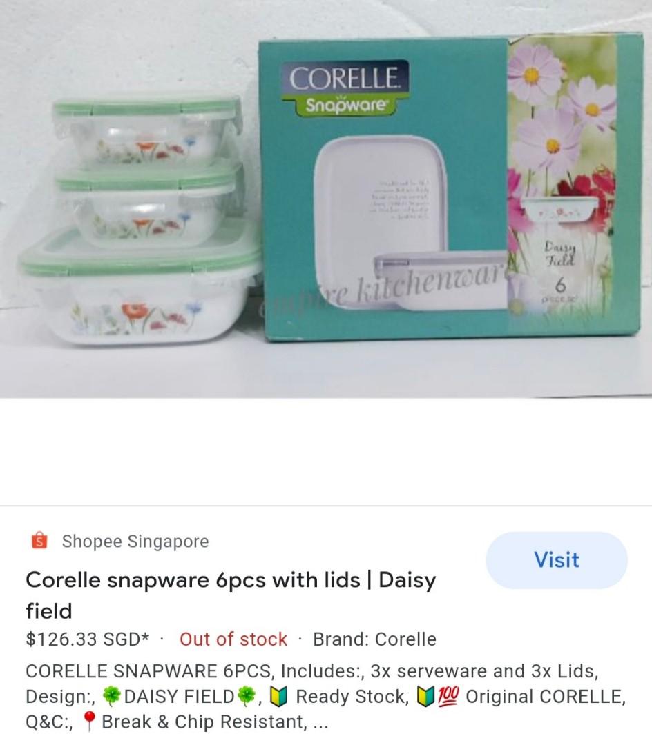 Corelle snapware daisy field-4pc, Furniture & Home Living, Kitchenware ...