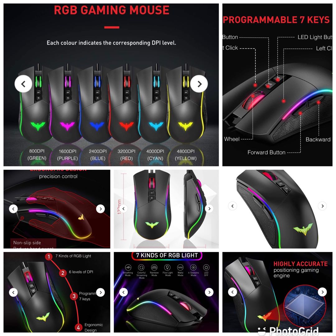 HAVIT MS733 RGB Programmable Gaming Mouse (2020 Version), Computers ...