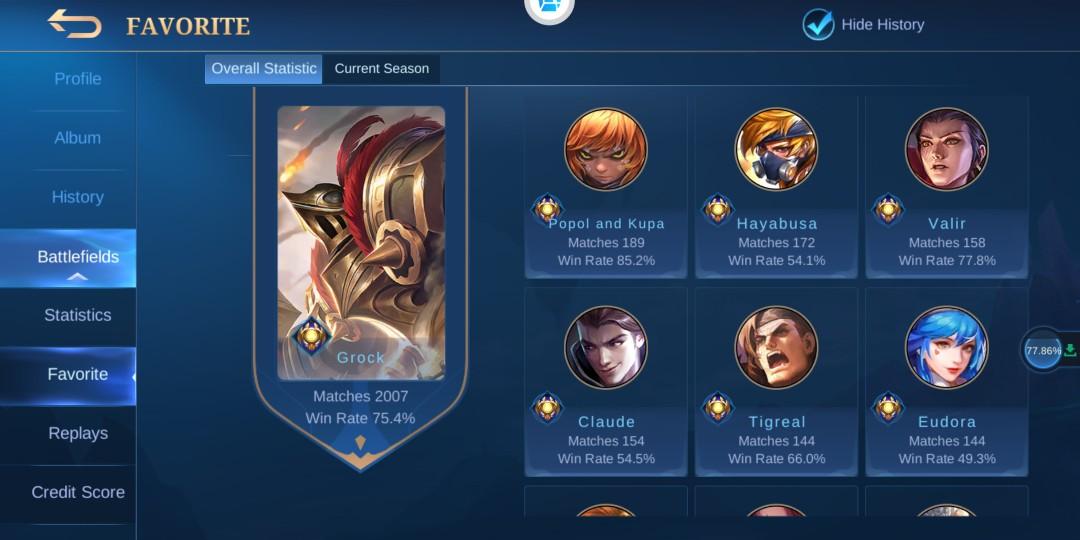 Mobile legend pro player account hide history, Video Gaming, Gaming ...