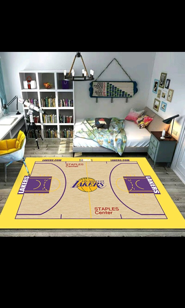 NBA Lakers home basketball court floor mat carpet, Furniture & Home ...
