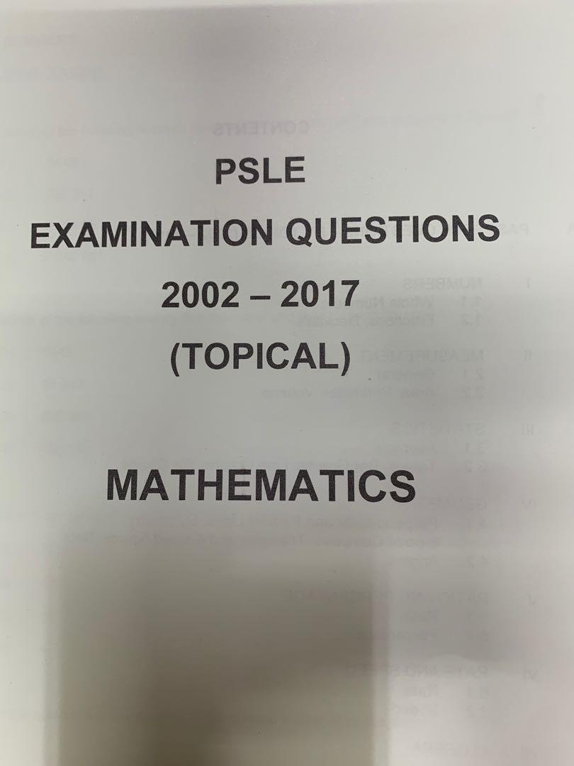 PSLE Math Topical Exam Question 2002 - 2017 / Primary School Leaving ...