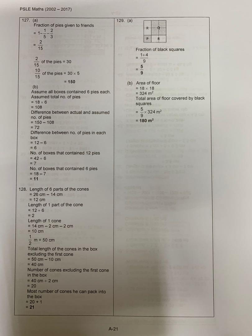 PSLE Math Topical Exam Question 2002 - 2017 / Primary School Leaving ...