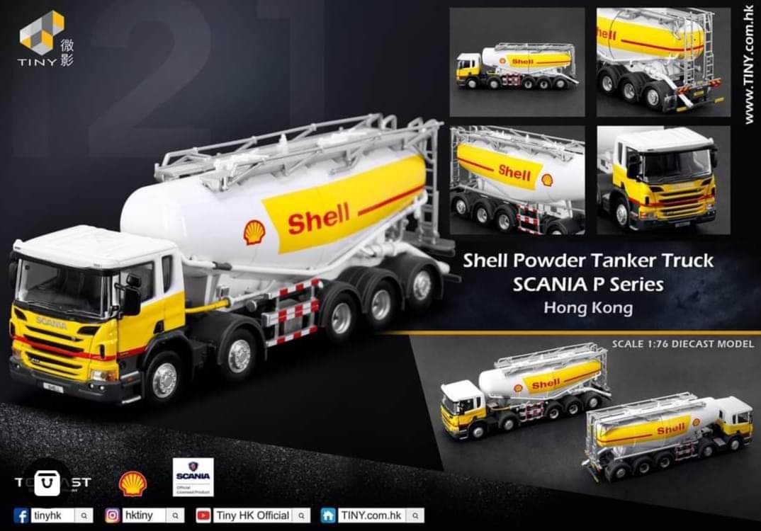 Tiny Shell 1/76 HK Powder Tanker Truck (Scania P series) Diecast model ...