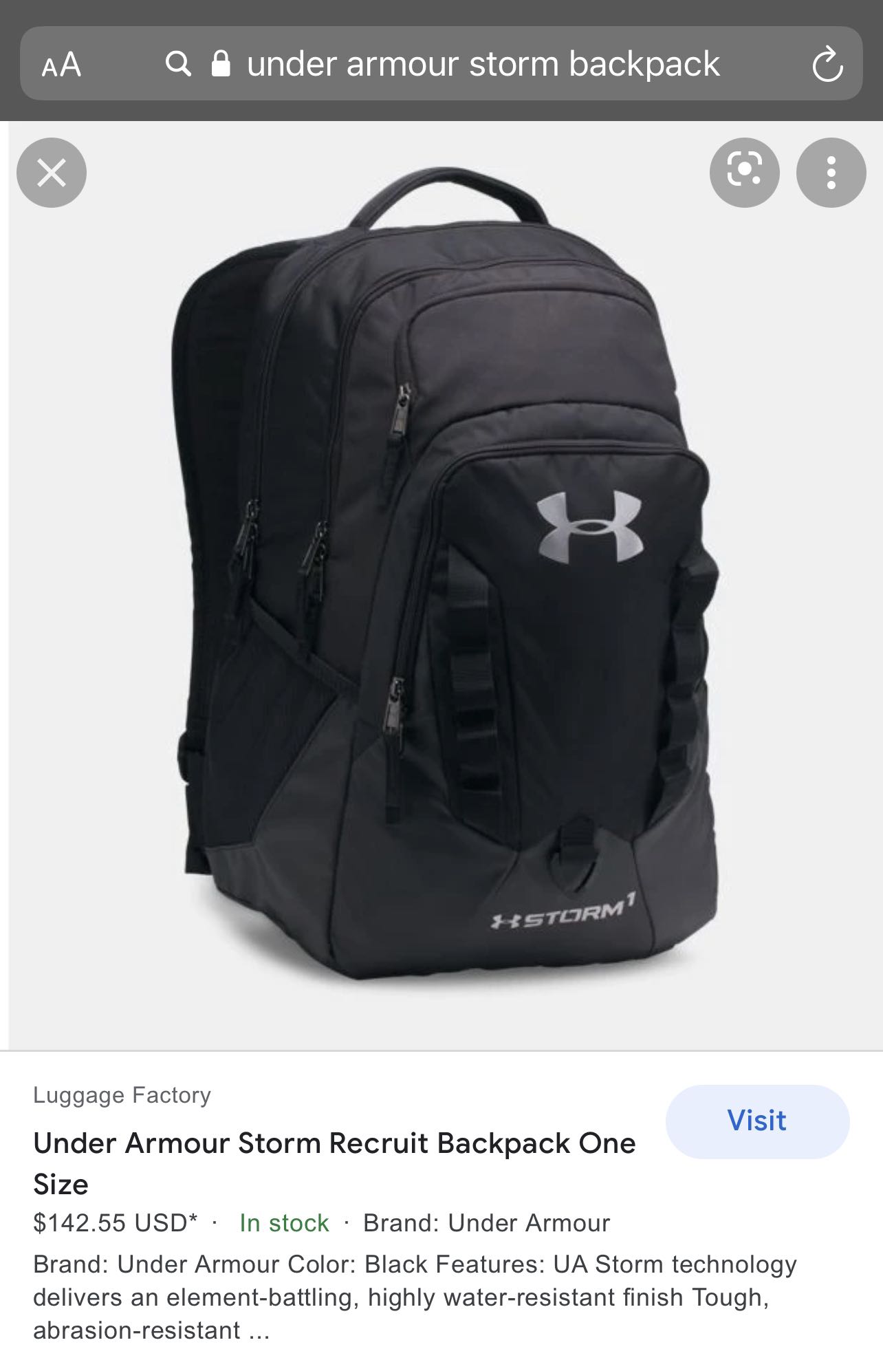 Under Armour Storm 1 Backpack, Women's Fashion, Bags & Wallets ...