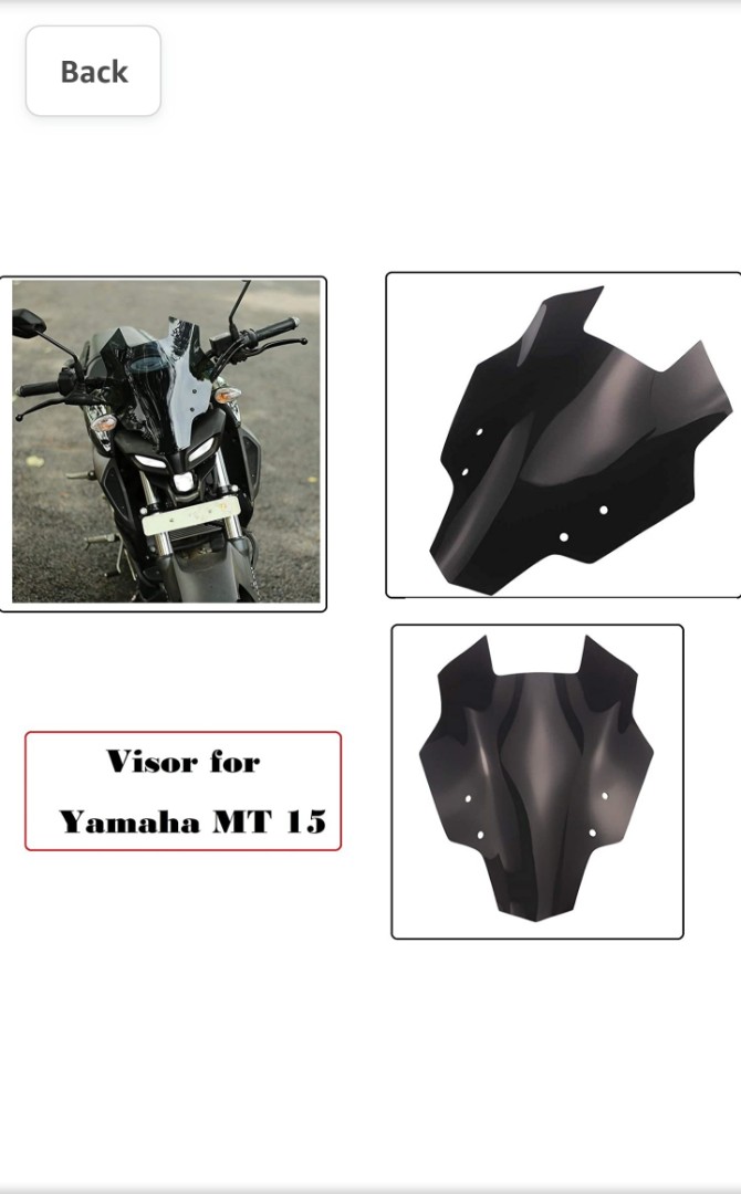 Yamaha MT15 windshield, Motorcycles, Motorcycle Accessories on Carousell