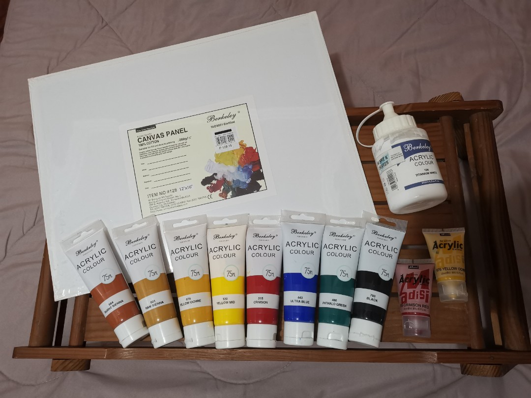 Acrylic Paints & 12"x16" Canvas Panel, Hobbies & Toys, Stationary ...