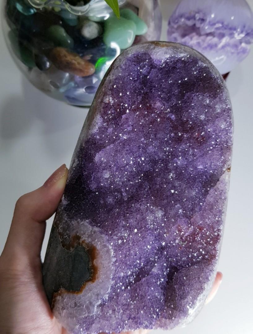 Amethyst crystal slab block 1.382kg with Abnormalities flower eyes ...