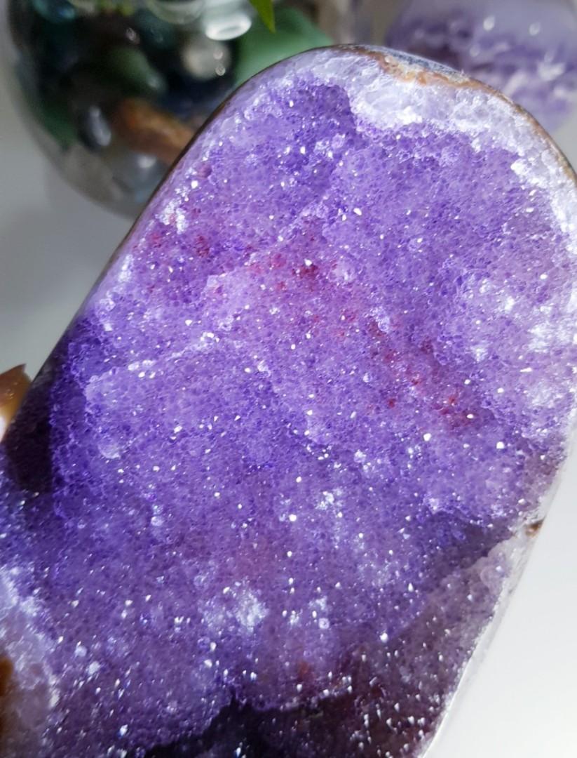 Amethyst crystal slab block 1.382kg with Abnormalities flower eyes ...