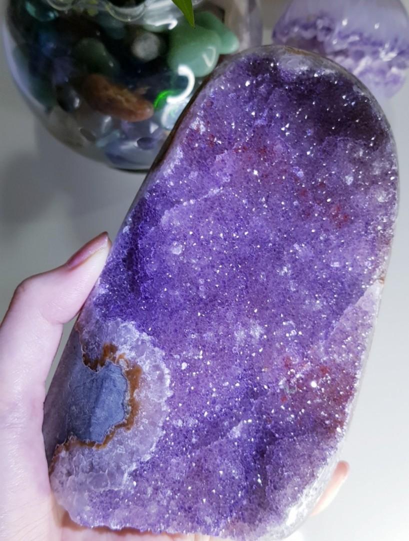 Amethyst crystal slab block 1.382kg with Abnormalities flower eyes ...