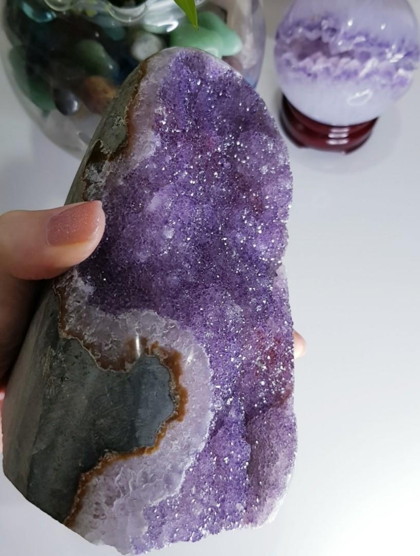 Amethyst crystal slab block 1.382kg with Abnormalities flower eyes ...
