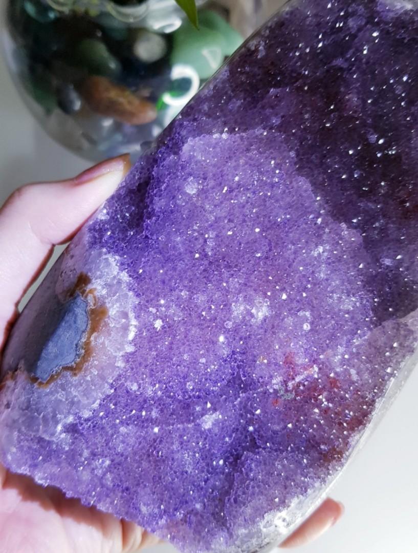 Amethyst crystal slab block 1.382kg with Abnormalities flower eyes ...