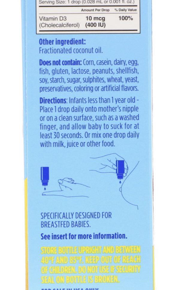 Ddrops Baby 400 IU Vitamin D 90 drops 2.5ml, Babies & Kids, Nursing ...