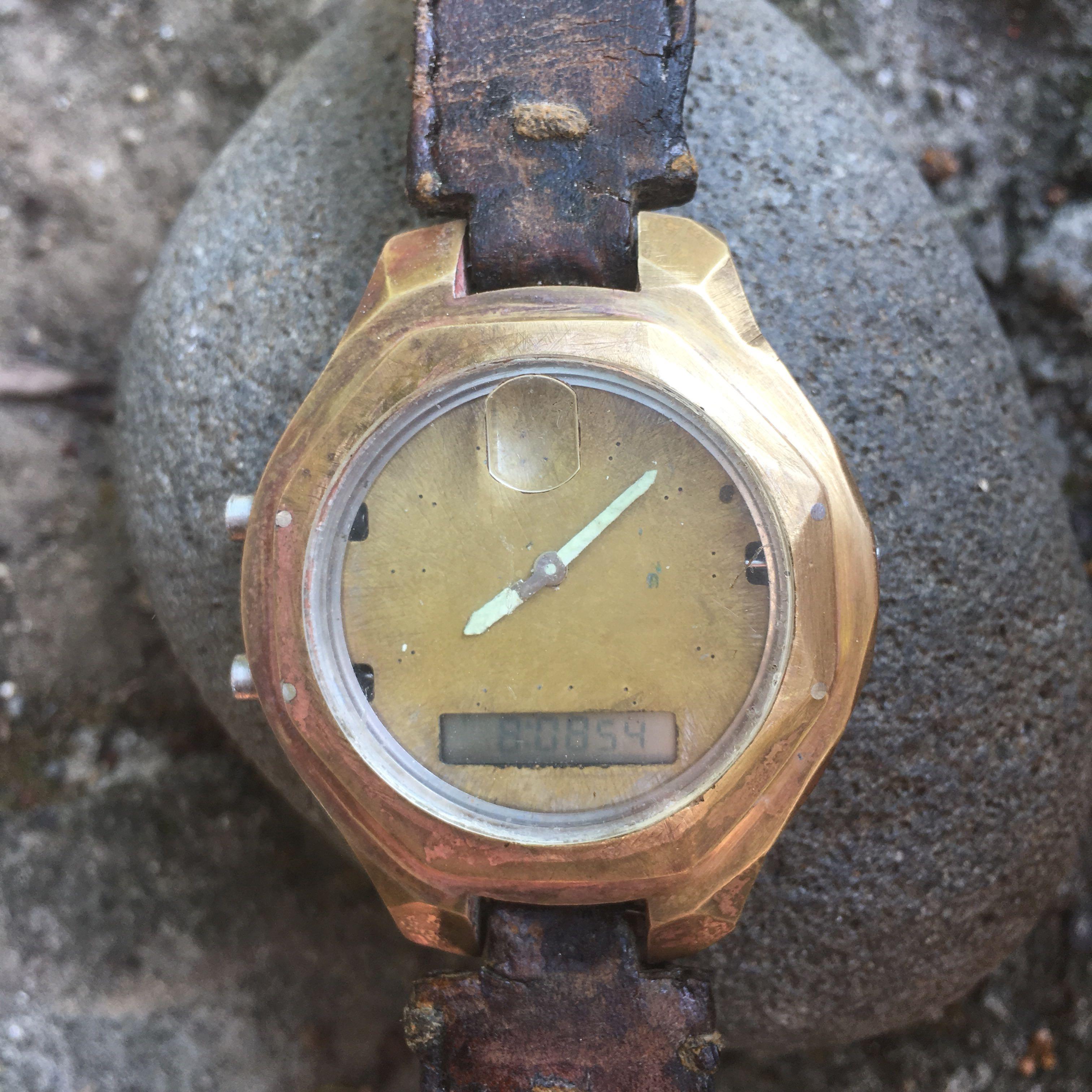 Casio edifice octagon patina, Fesyen Pria, Jam Tangan di Carousell