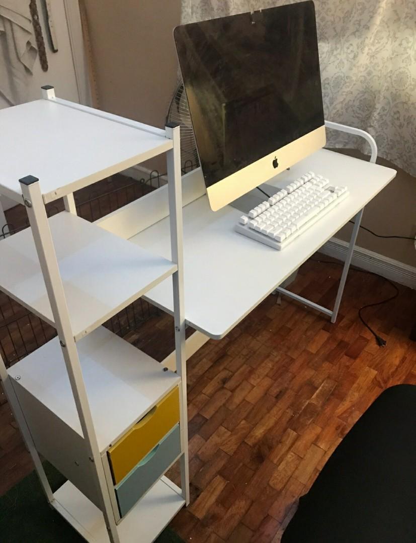 Home 4 Tier Computer Desk Storage Rack Laptop Table Study Bookshelf ...