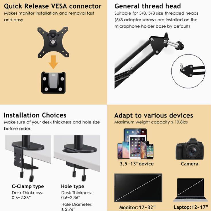 [iDS] Professional Live Stream Table Stand Universal Desktop Flexible 4 ...