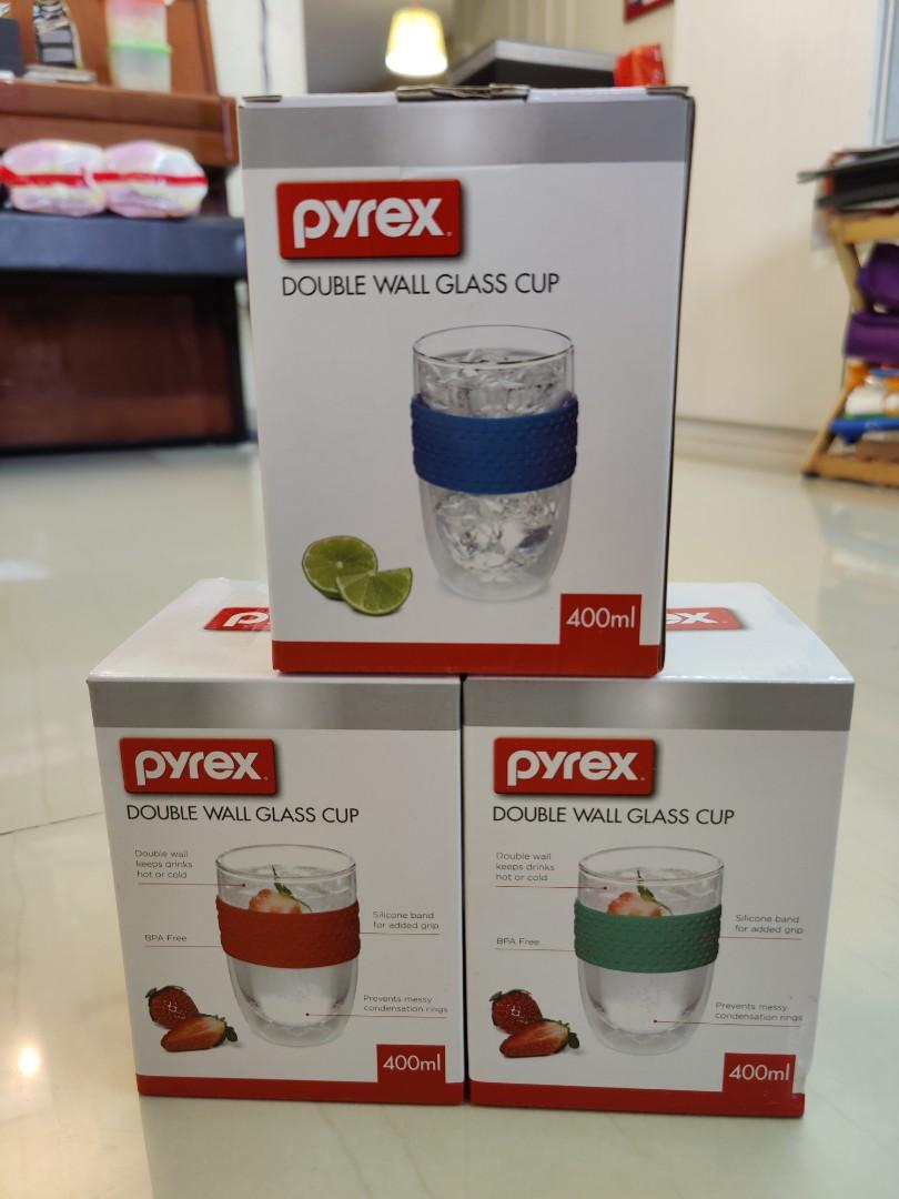 Pyrex Double Wall Glass Cup 400ml, Furniture & Home Living, Kitchenware ...