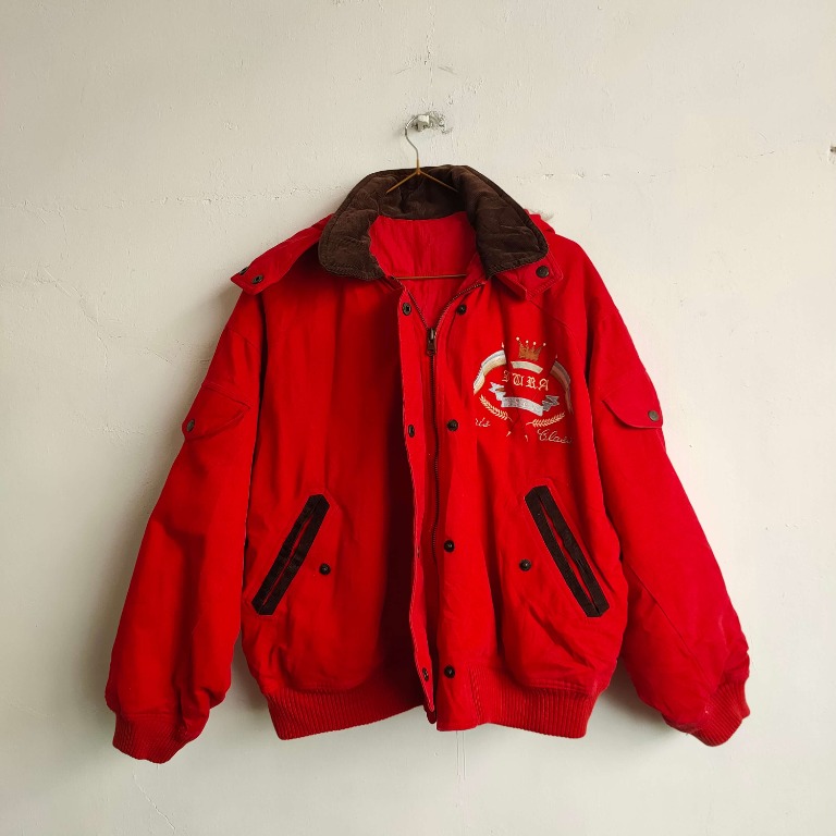 Red Emboidered Motor/Bomber Style with removable Hood Jacket Outer ...
